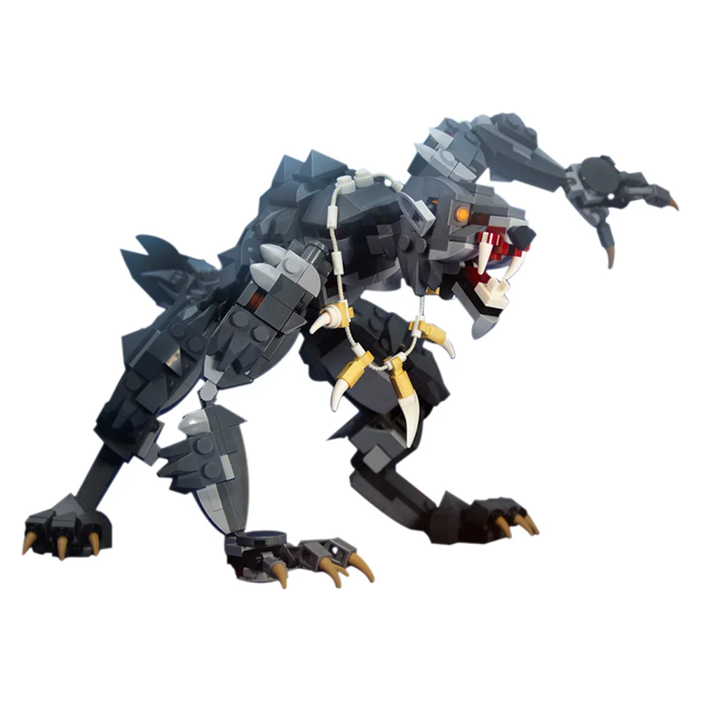 Moc Halloween Monster Werewolf Building Blocks Rare Animal Wolf Model ...