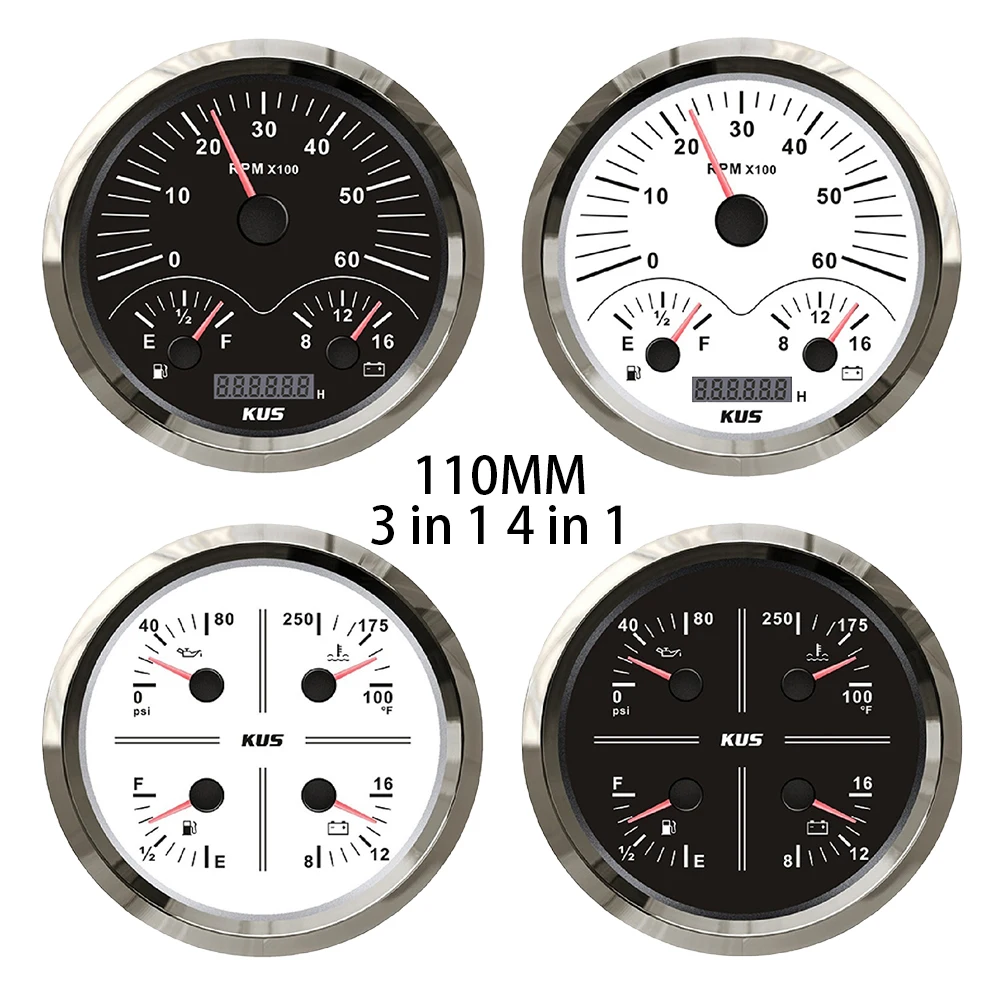 KUS-110mm-Multi-functional-Tachometer-3-in-1-Meter-4-in-1-Oil-Pressure ...