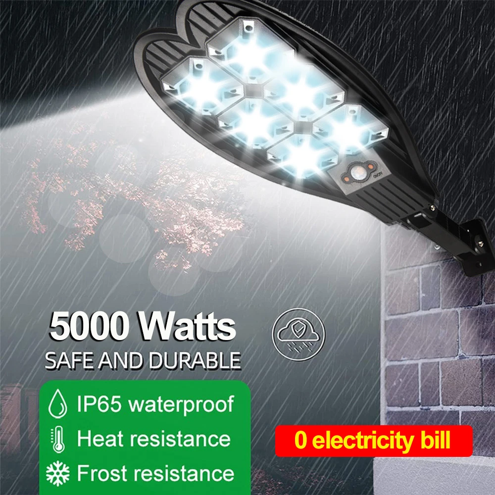 5000Watts 108COB Solar LED Street Light Waterproof Remote Control PIR ...