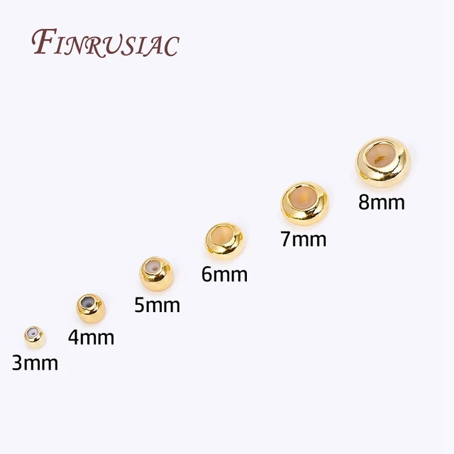 3/4/5/6/7/8MM Round "Smart" Bead With Silicone Insert,18K Gold Plated ...