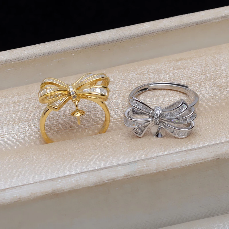 Bow-Knot-925-Sterling-Silver-Adjustable-Finger-Ring-Base-Settings ...