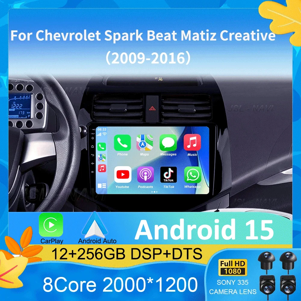 Android 15 Carplay Car Radio Auto Multimedia Player for Chevrolet Spark ...