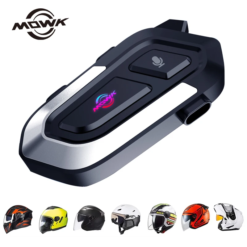 MOWK M20 Bluetooth 5.4 Motorcycle Helmet Intercom Headset Waterproof ...
