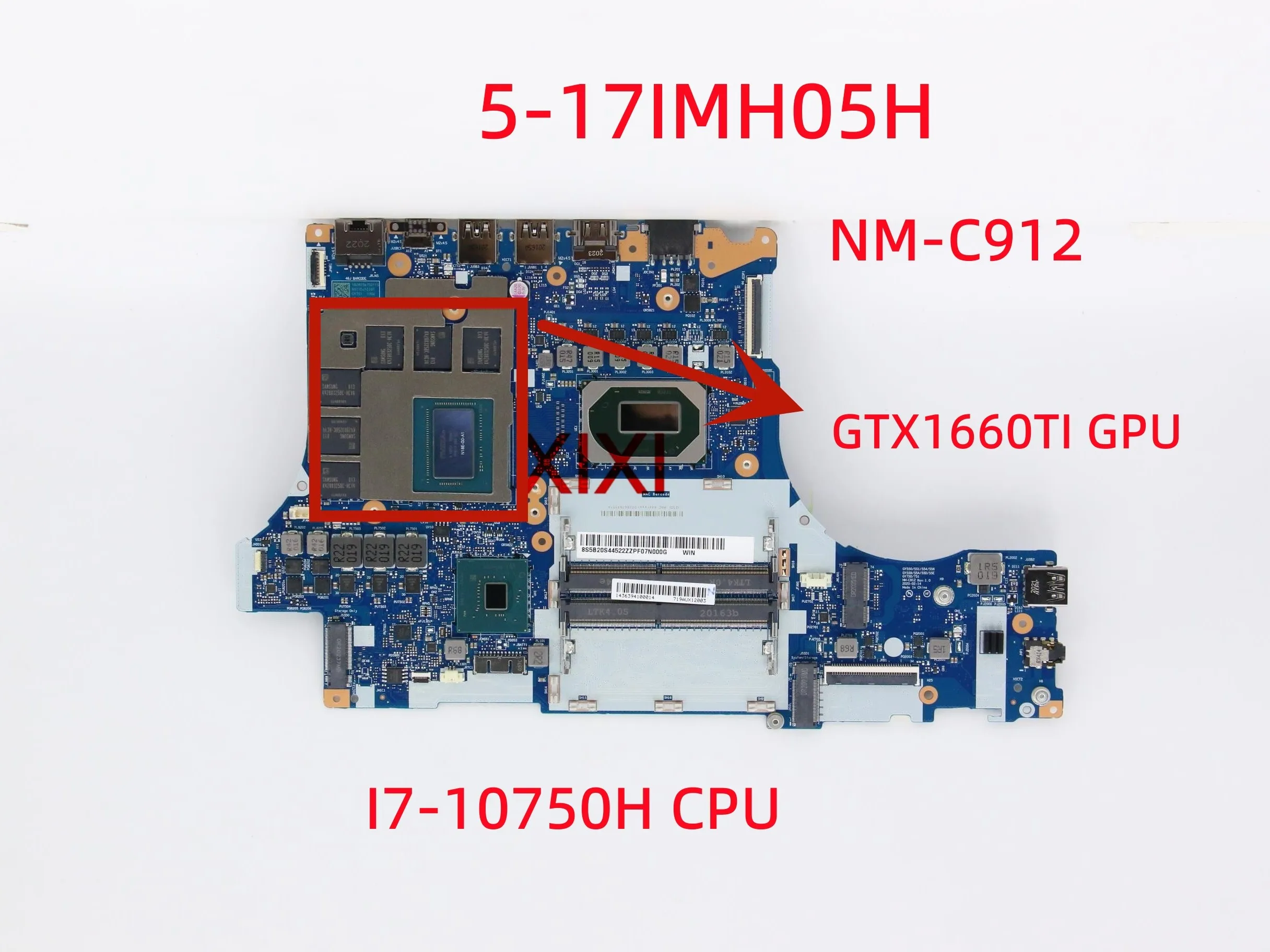 NM-C912 For Lenovo Legion 5-17IMH05H Laptop Motherboard With I5-10300H ...