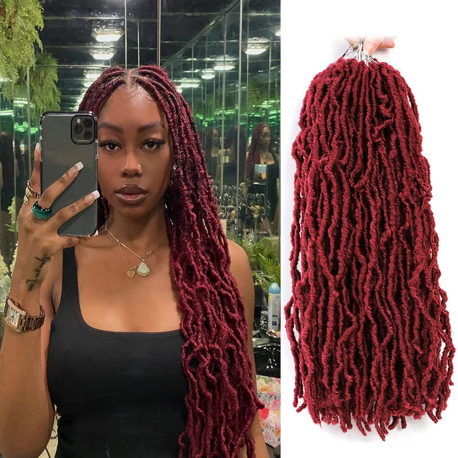 Faux Locs Red Black | Red Faux Locs Hair | Red Soft Locs Hair | Red ...