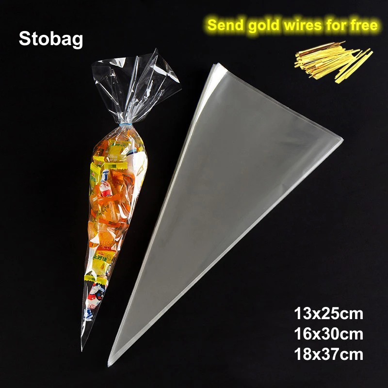 StoBag 500pcs Wholesale OPP Plastic Triangular Popcorn Candy Packaging ...