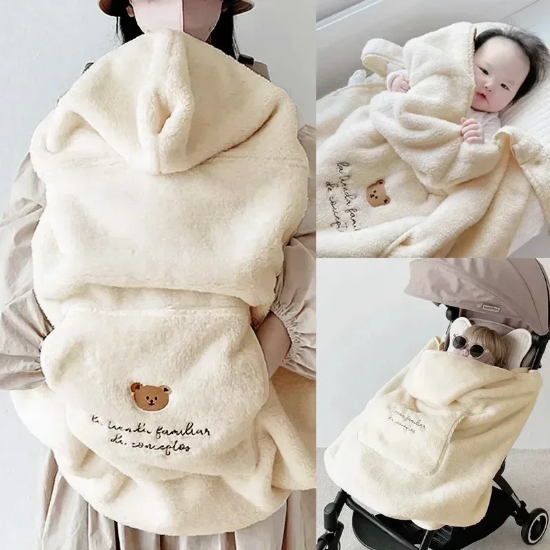 Windproof-Cloak-Stroller-Cover-Warm-Soft-Fleece-Baby-Blanket ...