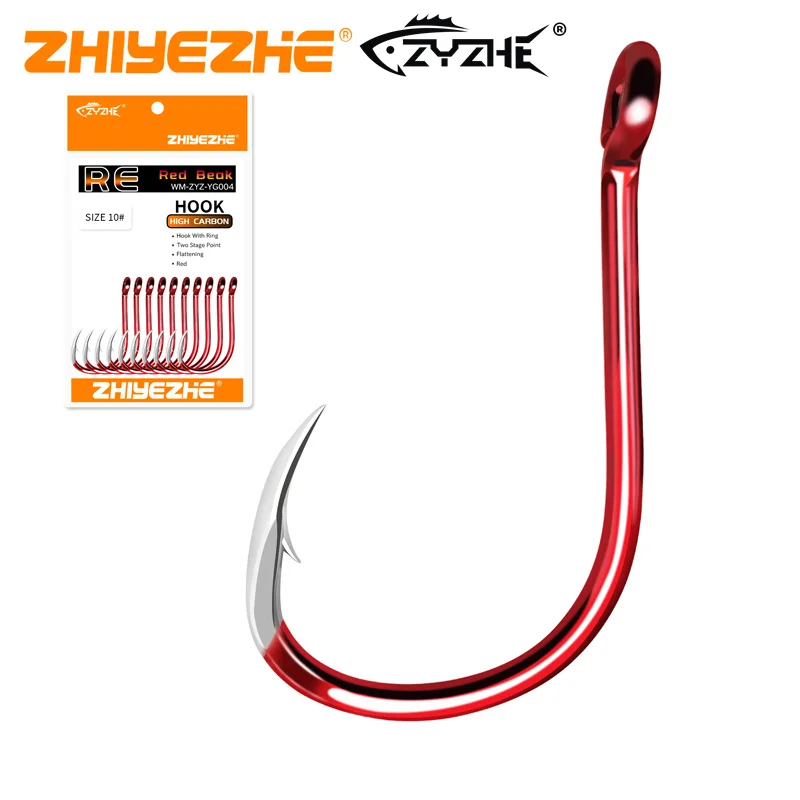 ZYZ-Red-Fishing-Hook-16-Sizes-8-35Piece-Pack-Sharp-Triangular-Hook-Tip ...