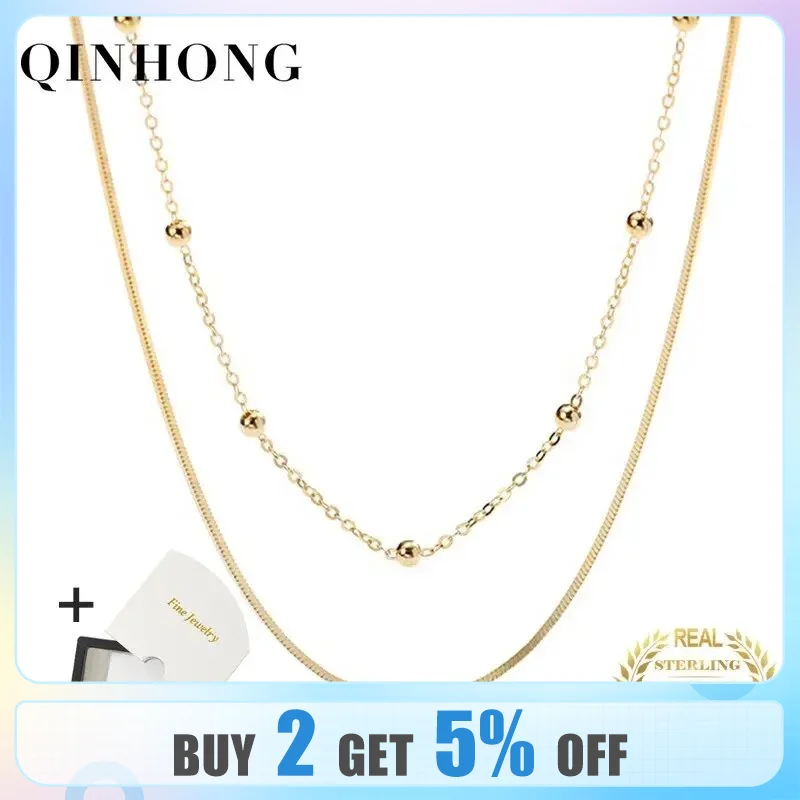 QINHONG-INS-925-Sterling-Silver-Elegant-Personality-Double-Layer-Snake-Bead-Chain-Choker ...