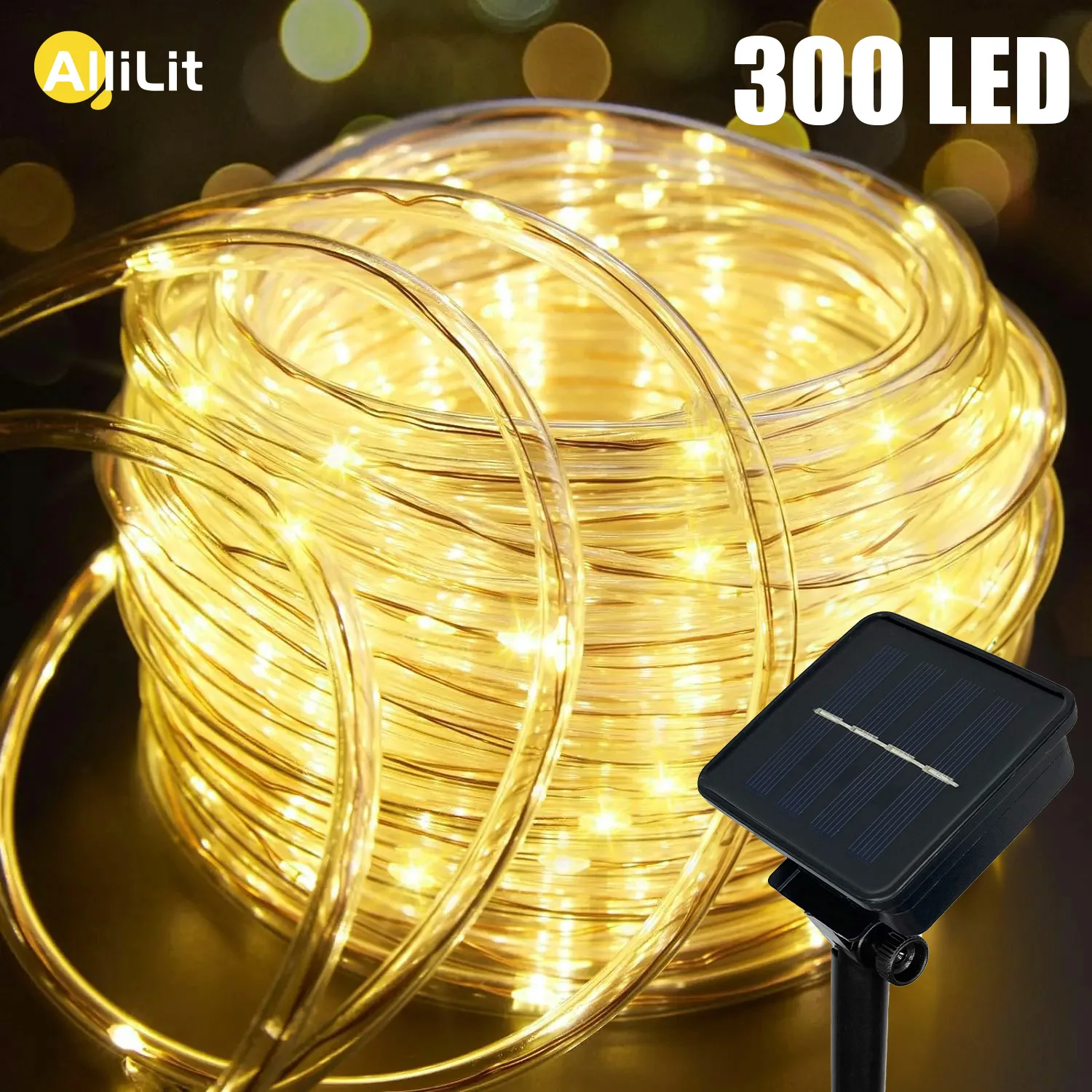 300Led-Outdoor-Solar-Tube-Rope-Led-Light-Garden-Christmas-Decoration ...