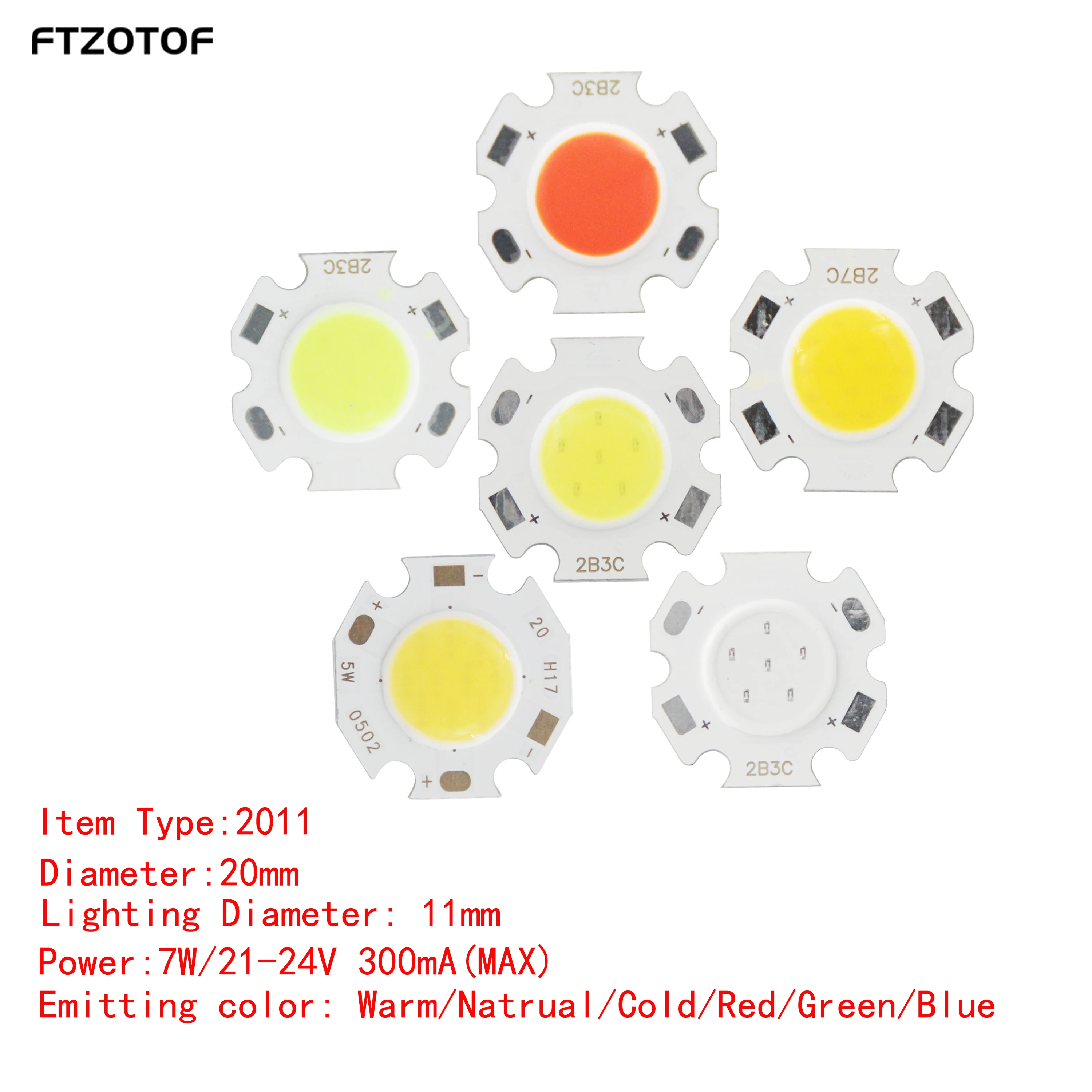10pcs Led 21V 20mm Diameter 20-0702 7W Round COB Light Source For ...