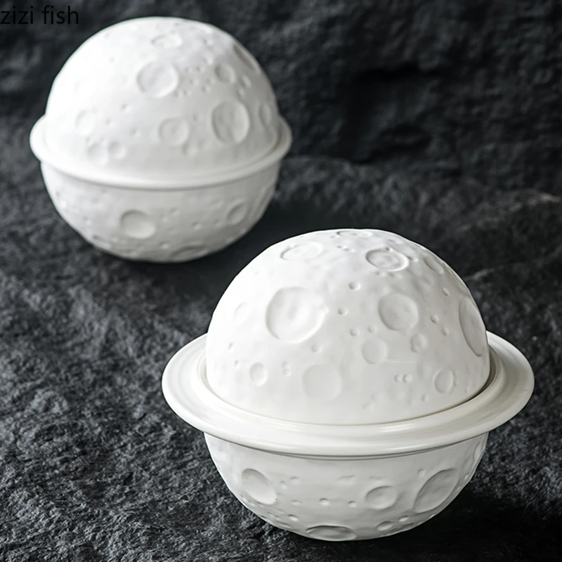 Pure White Ceramic Bowl Creative Planet Bowl Breakfast Bowl Dessert ...