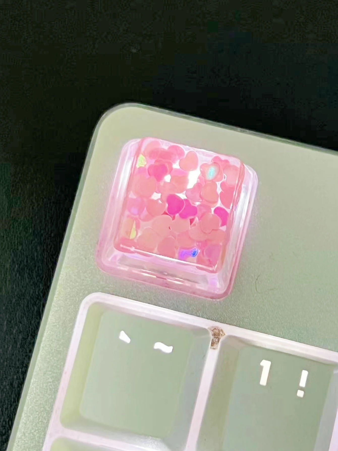 1Pcs-New-Best-Selling-Translucent-Love-Sequins-Keycaps-Cross-Axis ...