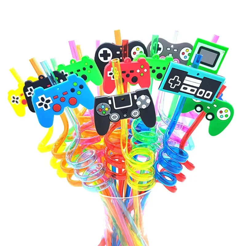 8pcs-26cm-Reusable-Game-Controller-Plastic-Helical-Straws-Gamepad-Toys ...