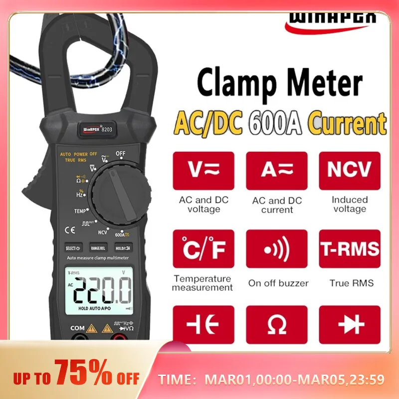 WINAPEX-ET8203-600A-AC-DC-Pocket-Clamp-Meter-6000-Counts-Digital ...