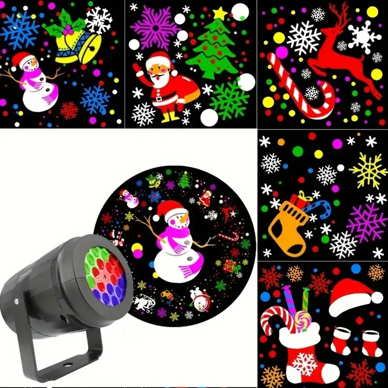 Proyector-de-luz-LED-para-Navidad-copo-de-nieve-giratorio-y-patrones ...