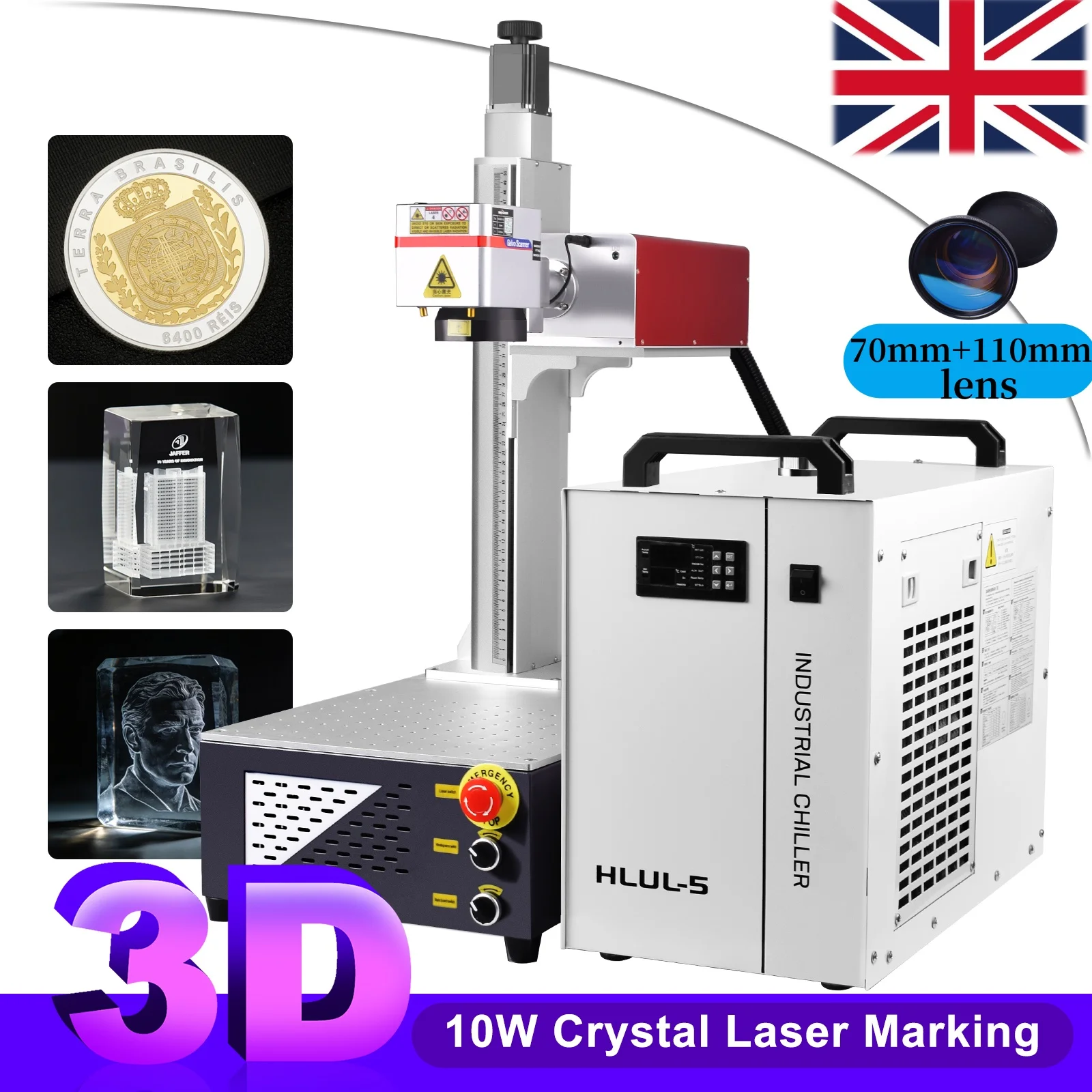 UK 2IN1 10W 3D Watercooled UV Crystal Inner Engraving Machine &Z-Axis ...