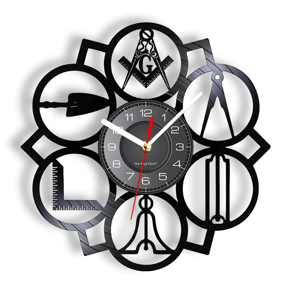 Masonic Logos Wall Clock Free Mason Vintage Vinyl Record Clock Masonry ...