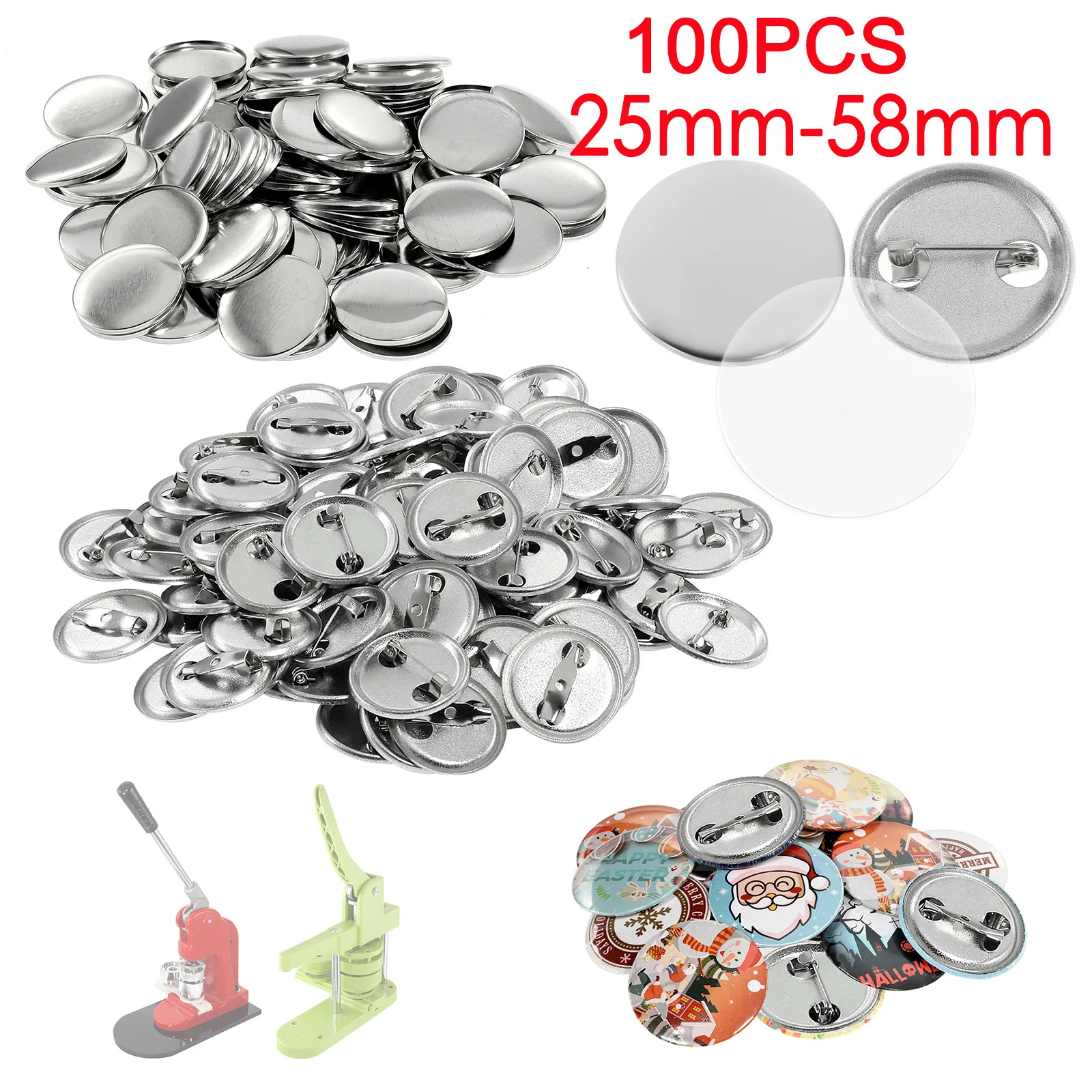 100-Sets-Blank-Badge-Pin-Button-Maker-Parts-25-58MM-for-Badge-Press ...