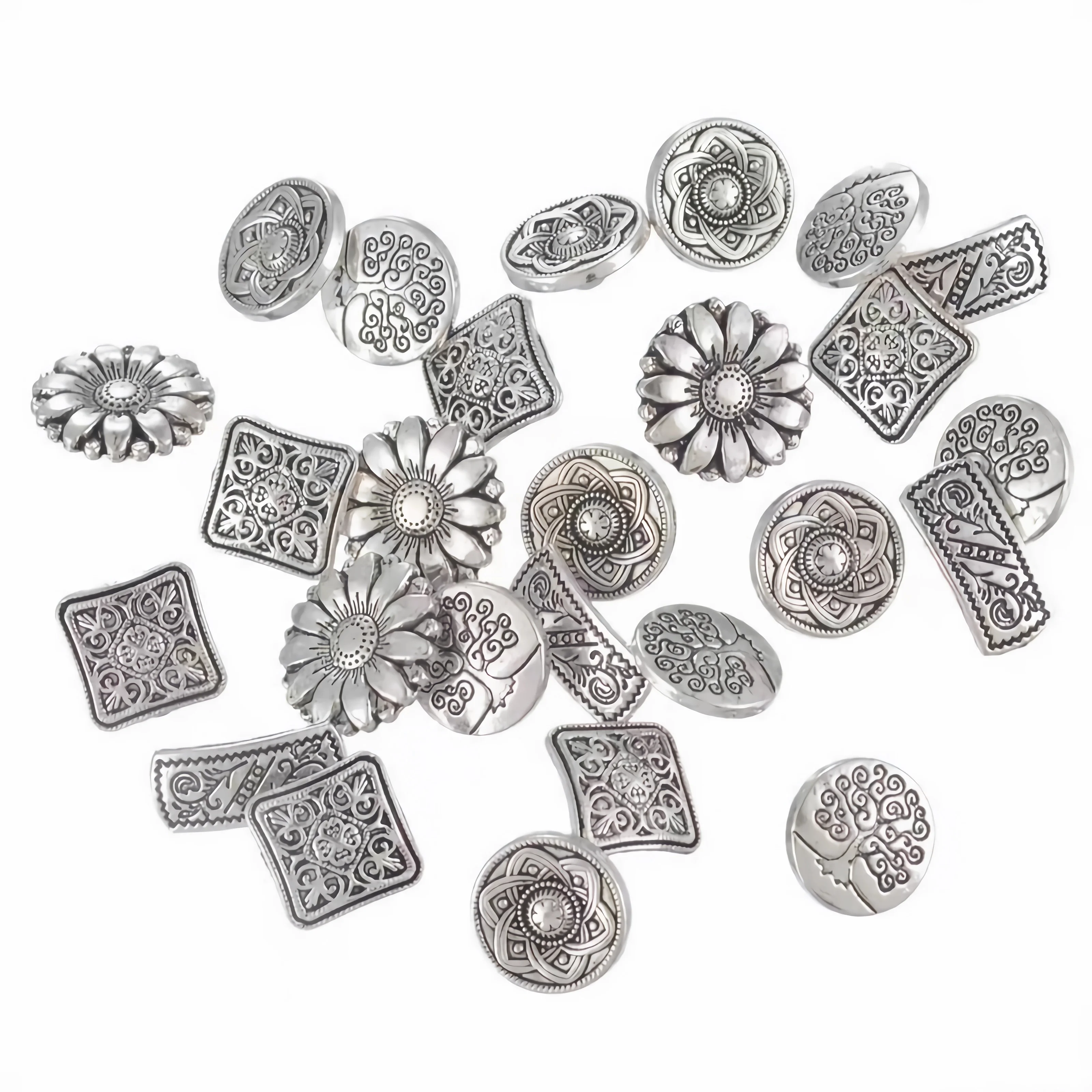 CLYAIYLC-Mixed-Antique-Silver-Flower-Decorative-Metal-Buttons-for ...