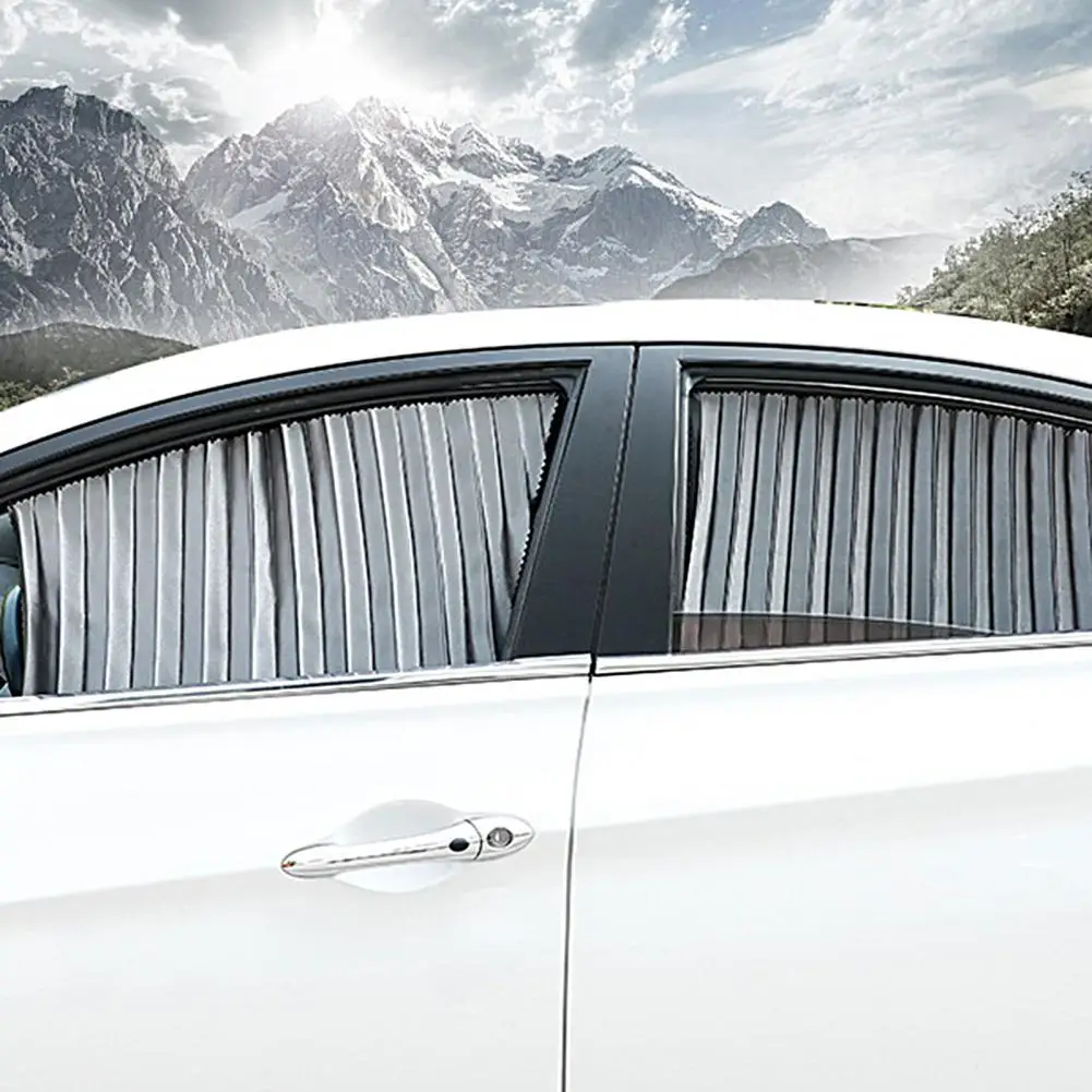 Solid Color 2pcs Efficient Widely Applied Car Window Curtain Sun-proof ...