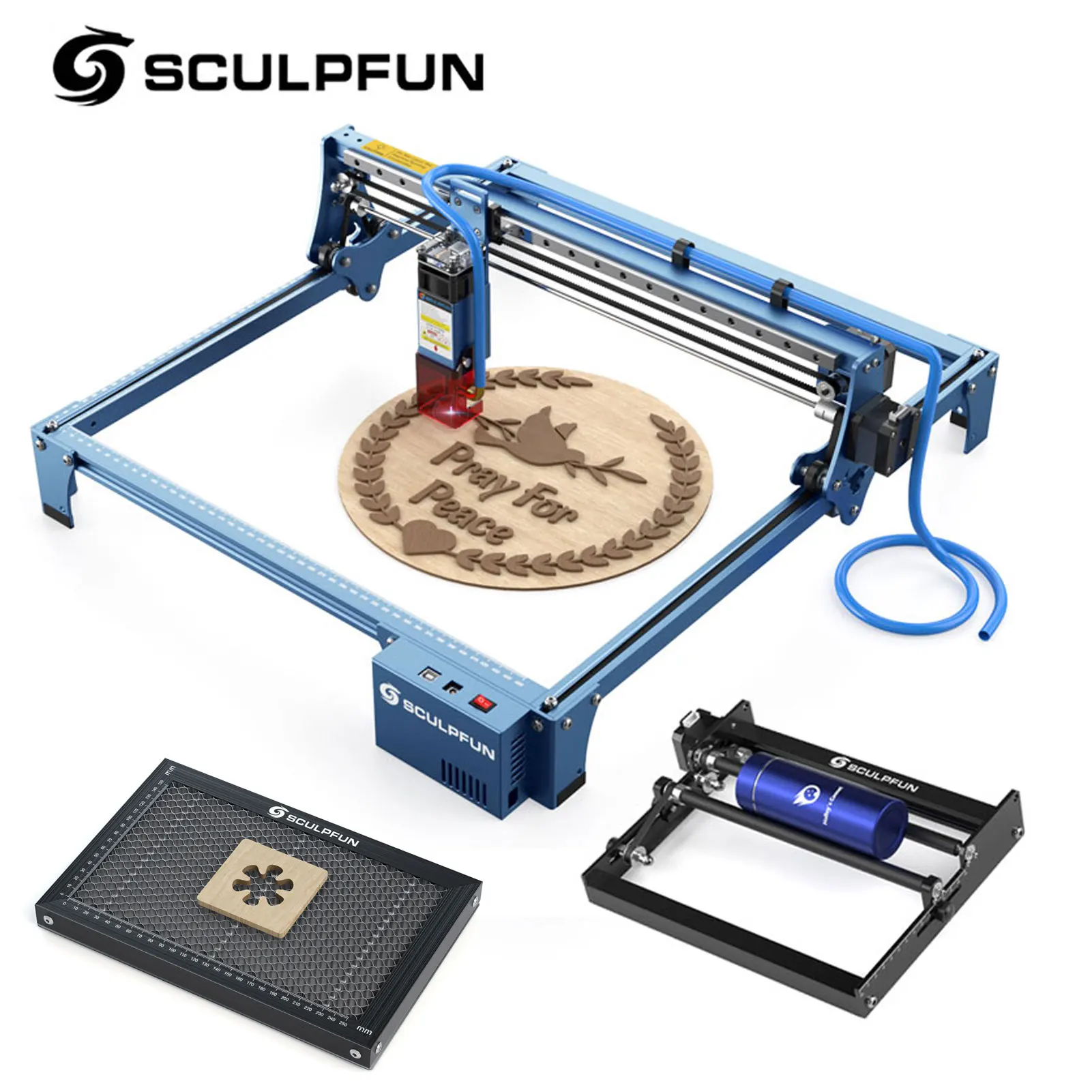Sculpfun S10 Rotary Roller Honeycomb Laser Engraving Machine 10w Laser ...