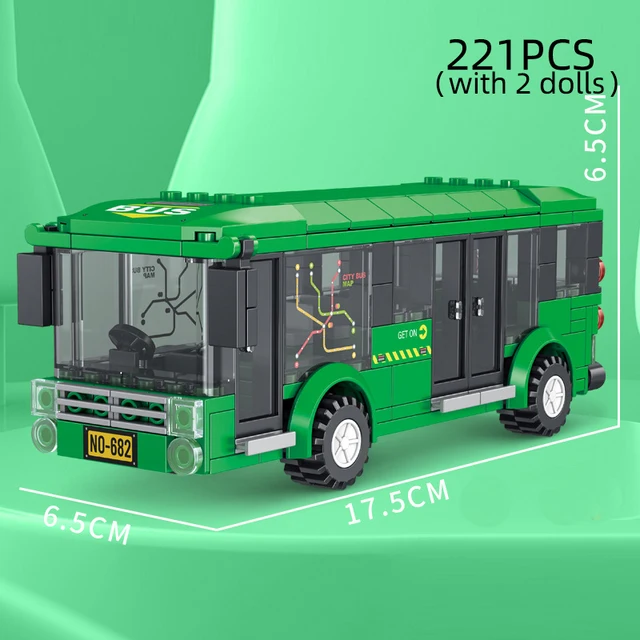 City Public Car School Bus Building Blocks Single-Deck Ambulance ...
