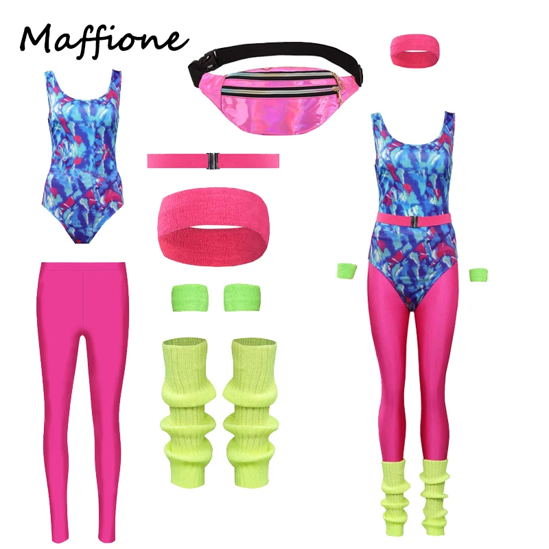 6Pcs-set-Adult-Women-80s-Hippie-Disco-Cosplay-Costume-Outfits-Sportwear ...