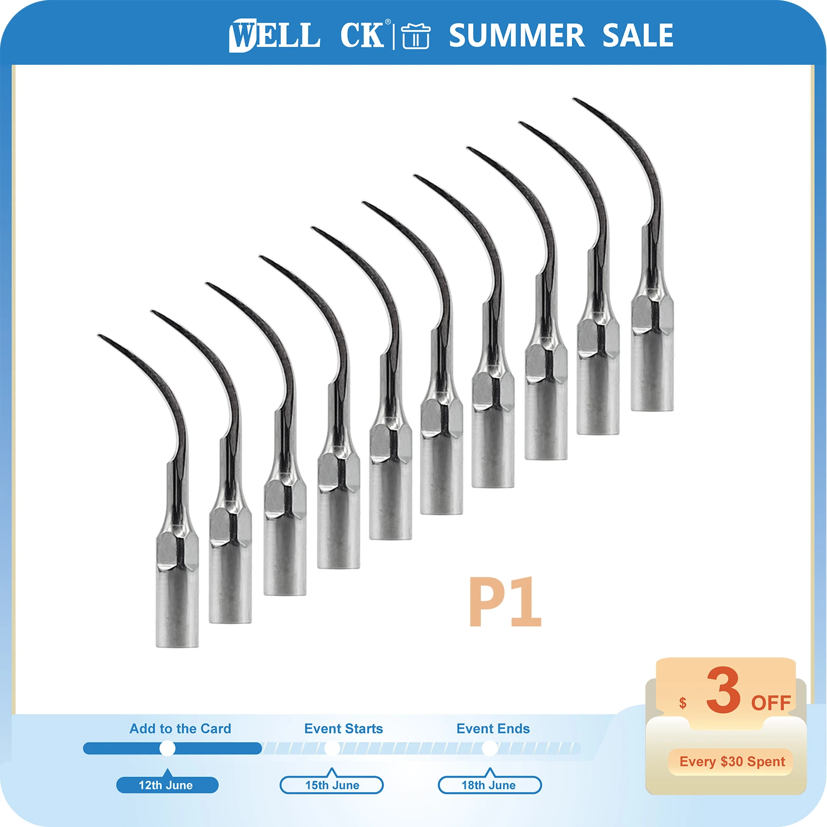 10pieces P1 Dental Ultrasonic Scaler Scaling Tips Handpiece Fit Ems ...