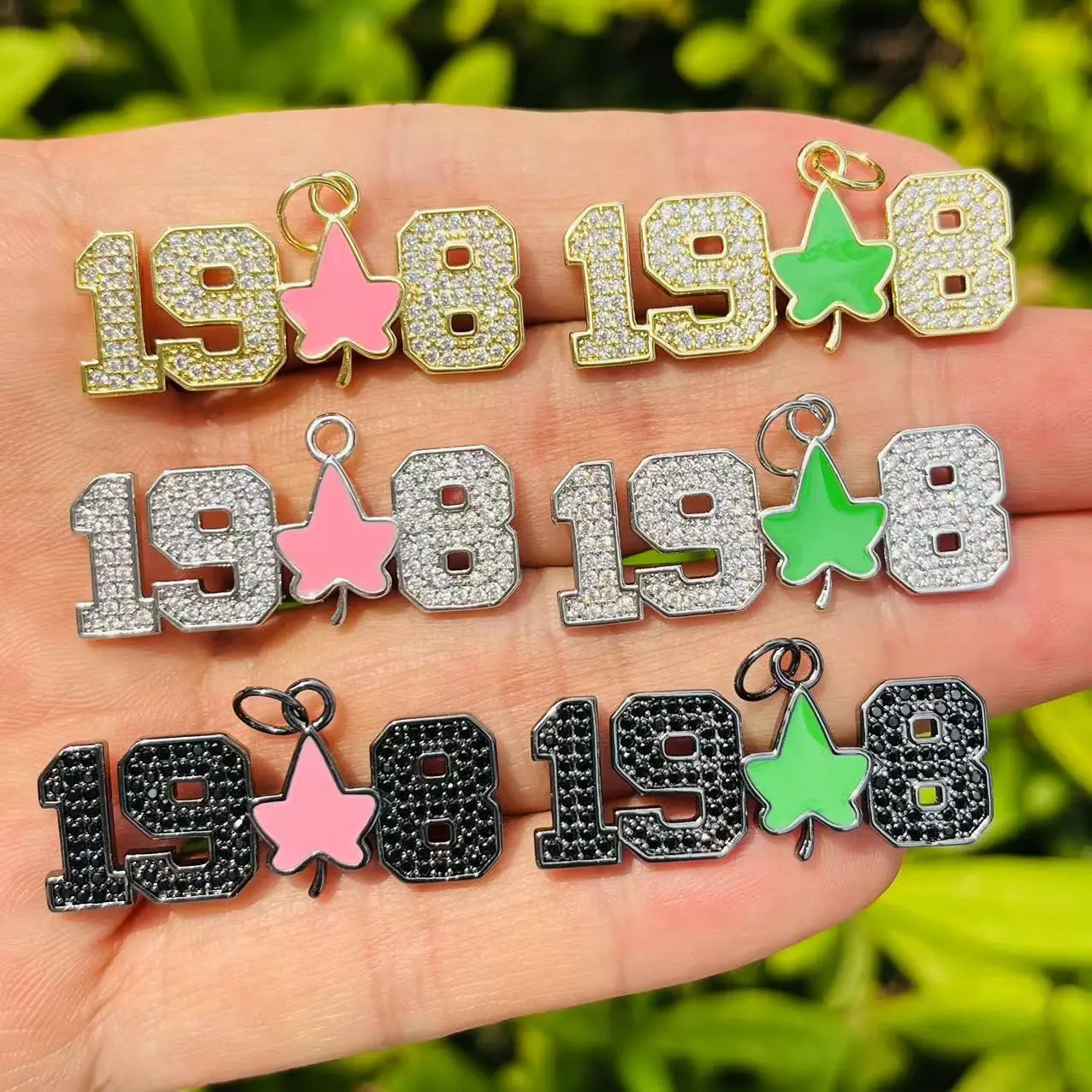 5Pcs-Lot-Sparkle-Cz-Pave-Charm-Jewelry-1908-Ivy-leaf-for-Bracelets-Hand ...