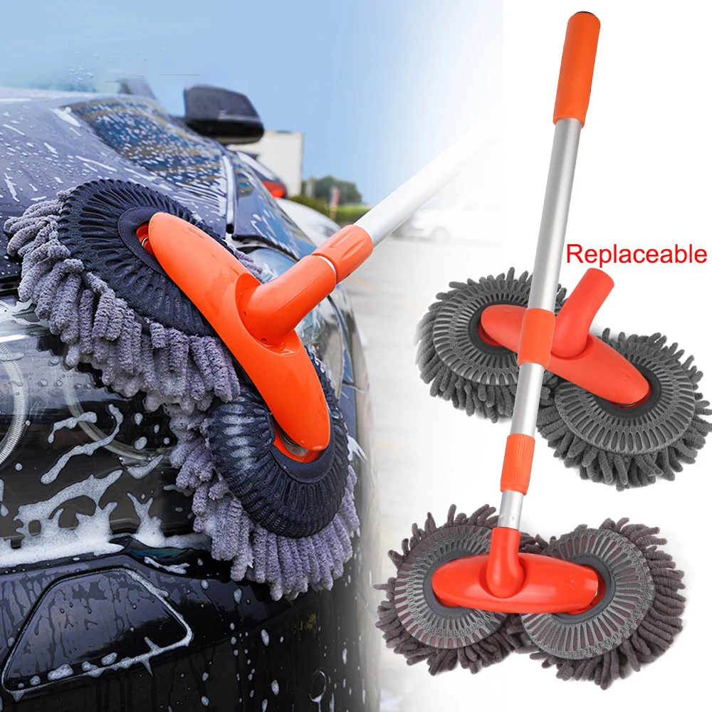 Rotating-Double-Brush-Head-Car-Wash-Mop-Auto-Supplies-Three-Section ...
