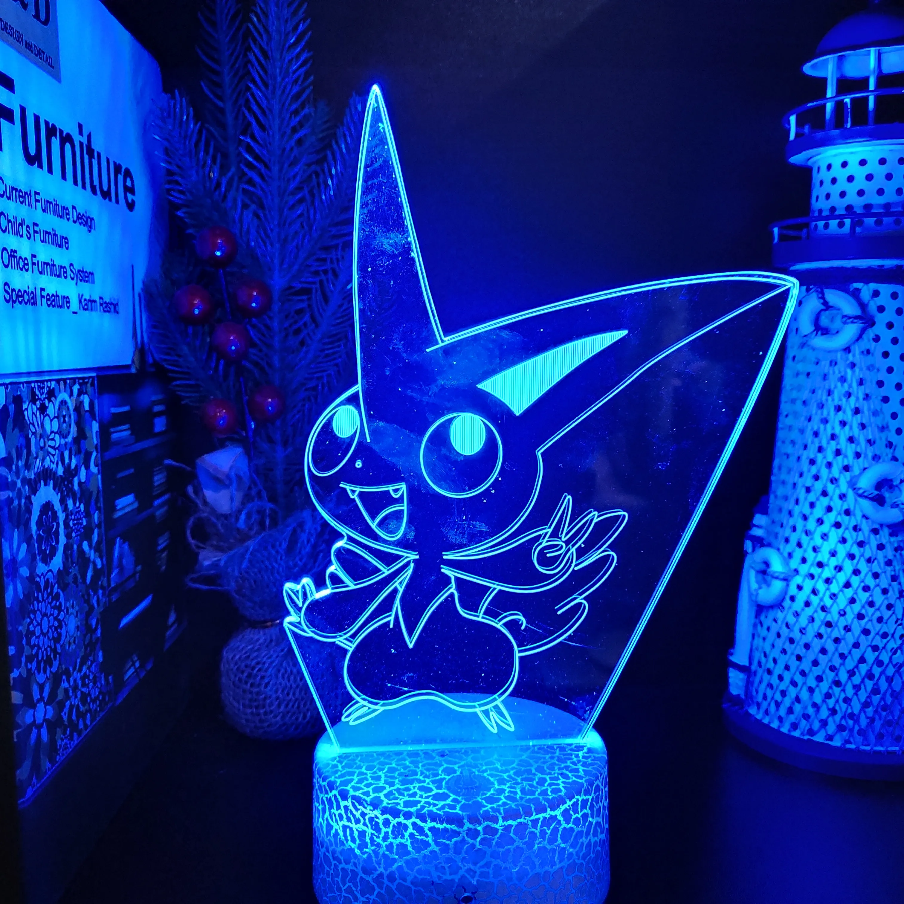 Pokemon Pikachu NightLight Gengar Eevee Anime Figure Colorful LED ...