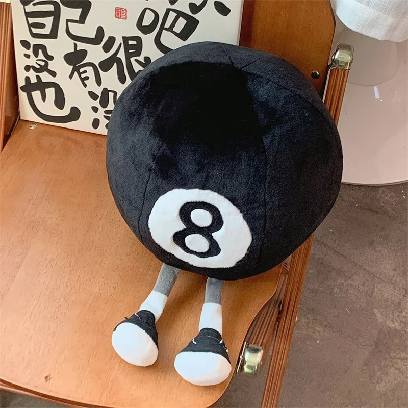 28cm Cartoon Billiards Number 8 Black Ball Plush Toys Cute Lovely Soft ...