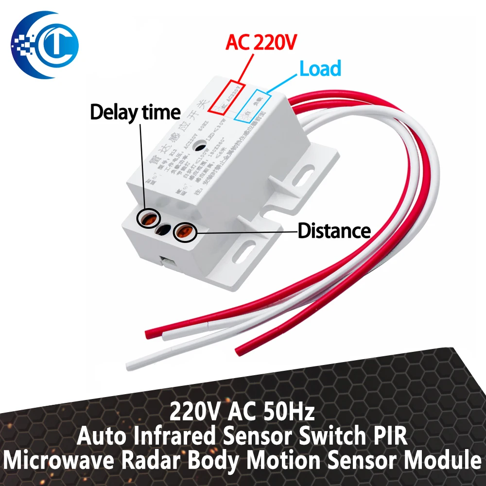 New-220V-AC-50Hz-Auto-Infrared-Sensor-Switch-PIR-Microwave-Radar-Body ...