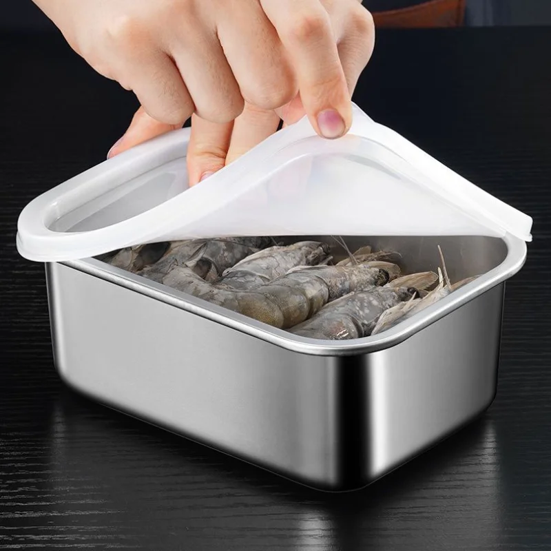316Stainless-Steel-Food-Plate-With-Lid-1000ML-Square-Food-Serving-Tray ...