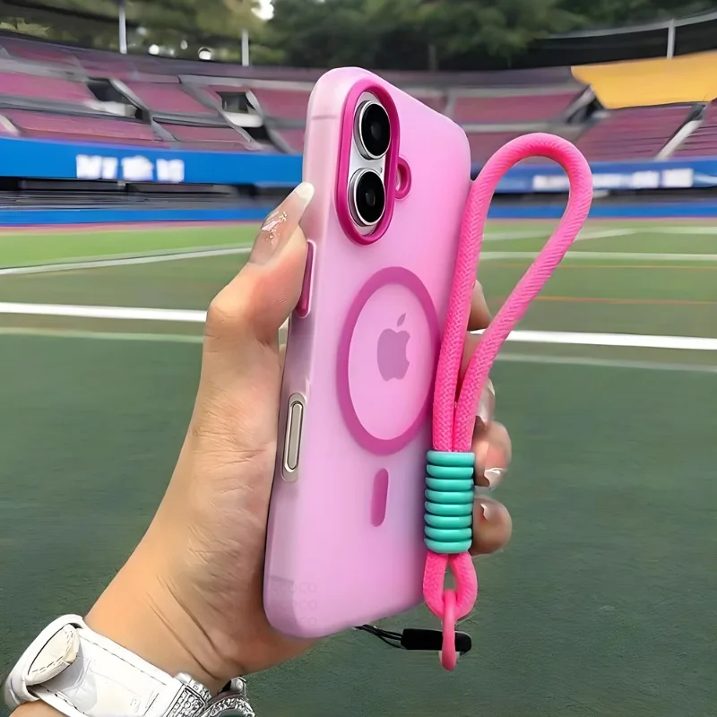 Candy Color Hand Wrist Strap Case for Magsafe for iPhone 17 16 15 14 ...