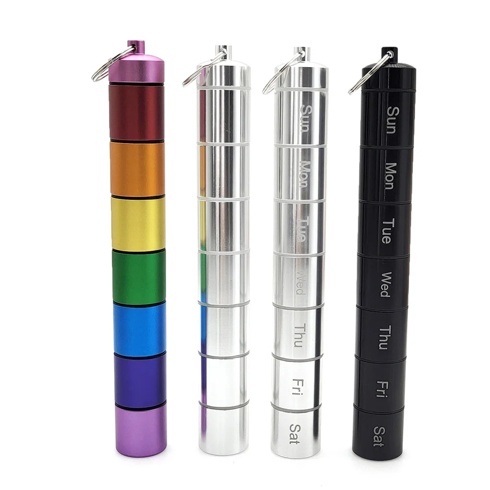 Metal Weekly Pill Box Split within 7 Days Modern Keychain for Bag ...