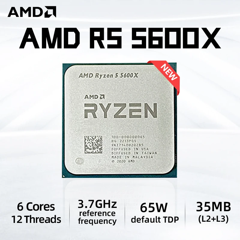 Procesador de CPU AMD R5 5600X Ryzen 5 5600X, 3,7 GHz, seis núcleos, 12 ...