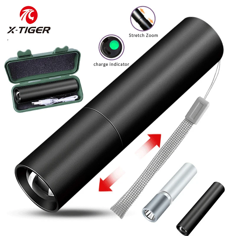 X-TIGER-Camping-Flashlight-USB-Rechargeable-LED-Flashlight-Waterproof ...