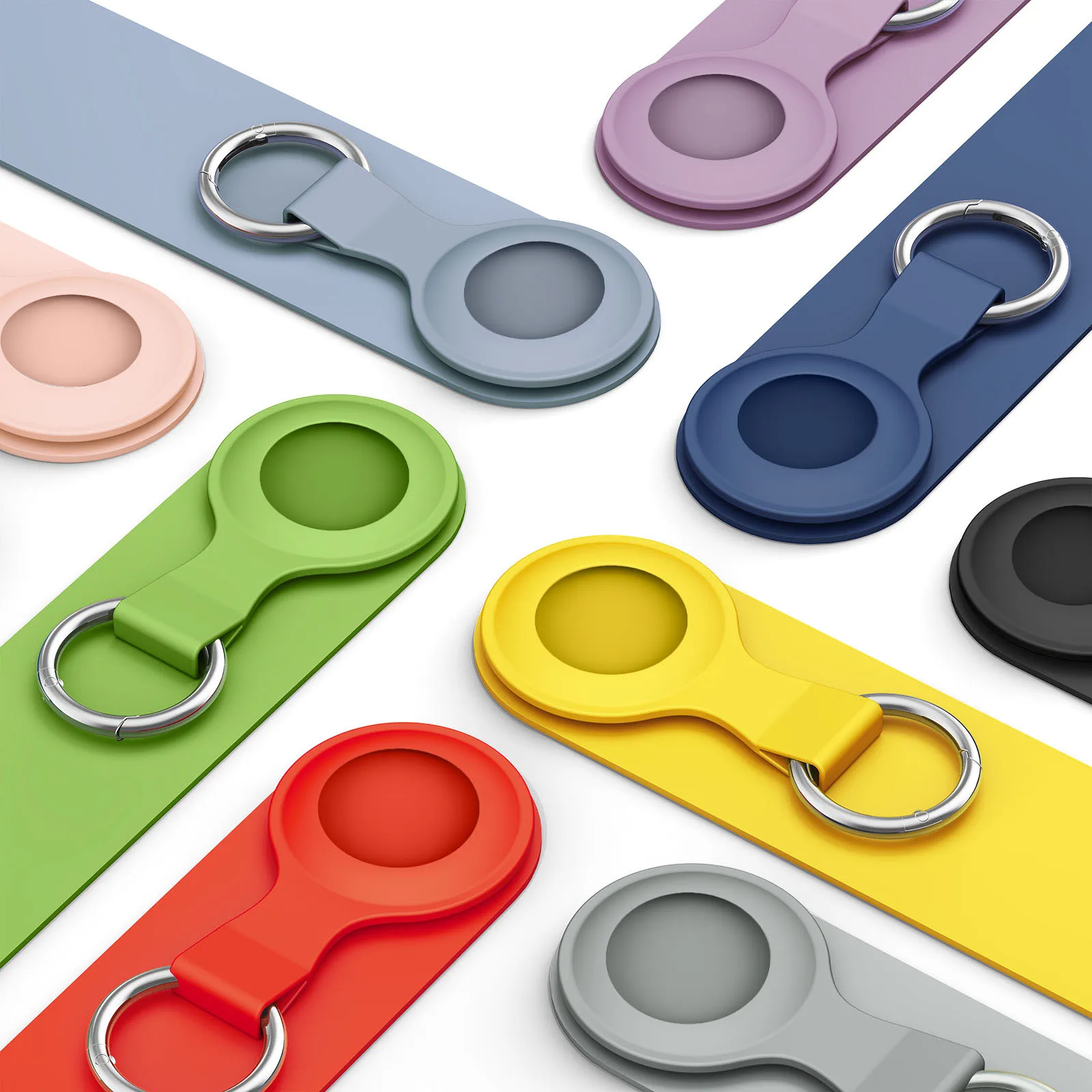 For Apple Airtags Case Silicone Keychain Protective Cover For Apple ...