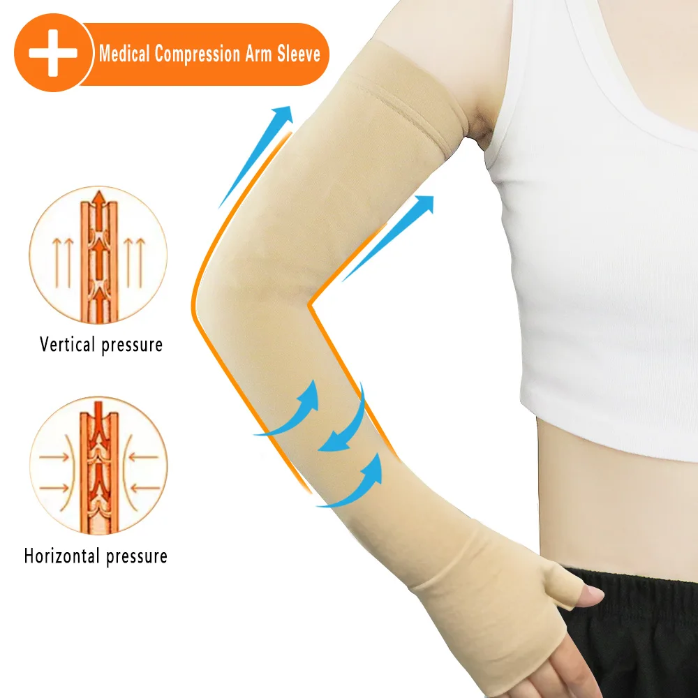 1Pack-Gradient-Pressure-Medical-Lymphoma-Compression-Arm-Sleeves-Sports ...