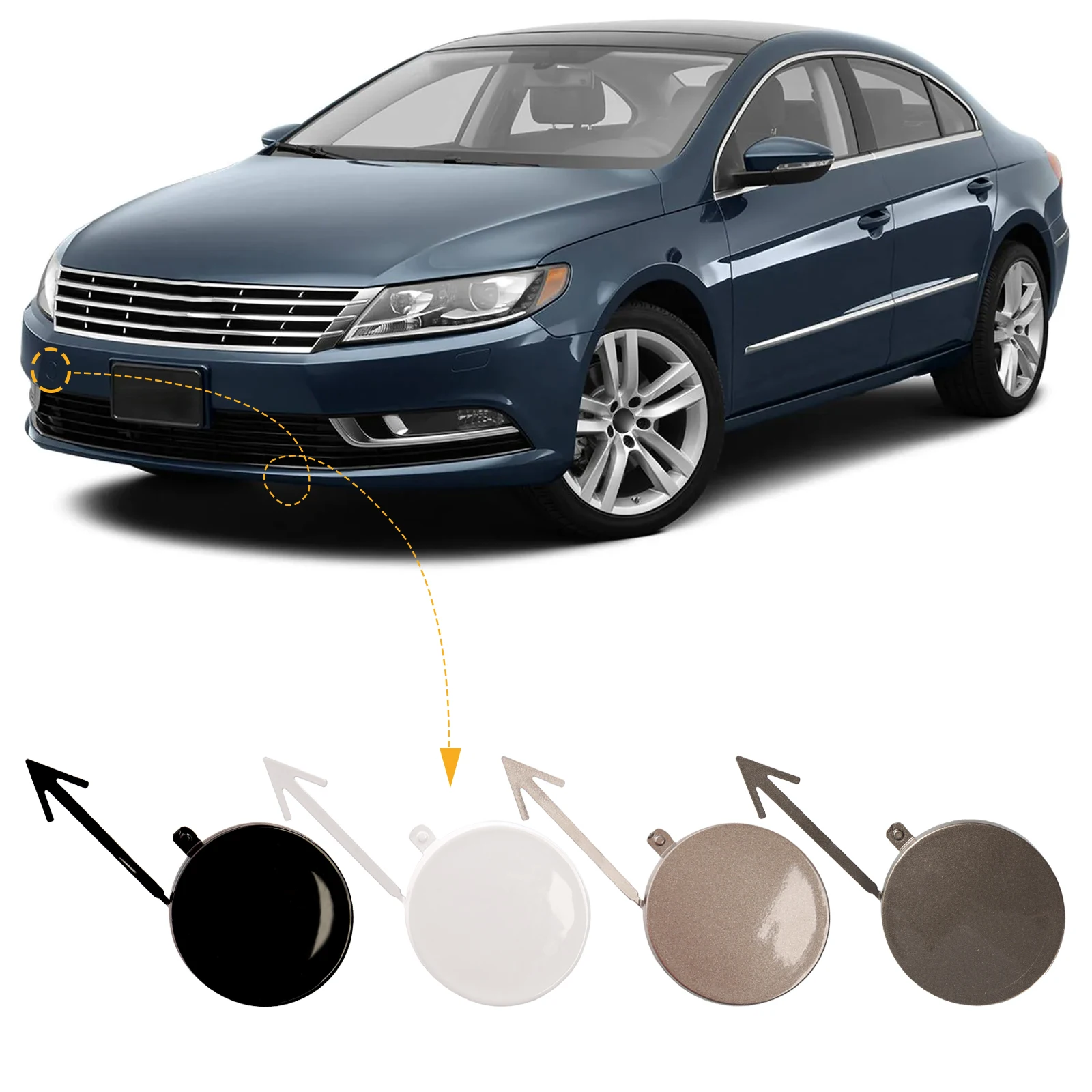 Front Bumper Tow Hook Cap Towing Eye Cover For VW Passat CC 2013-2017 ...