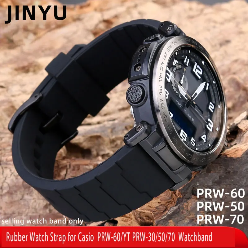 23mm Silicone Rubber Watch Strap For Casio Protrek Series PRW-60/YT PRW ...