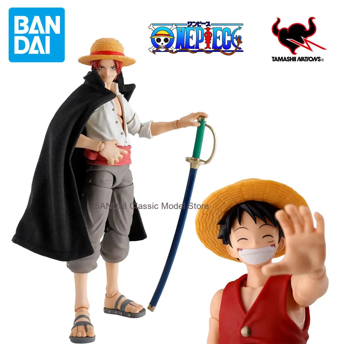 Original BANDAI S.H.Figuarts Monky D Luffy Shanks Teenager One Piece ...