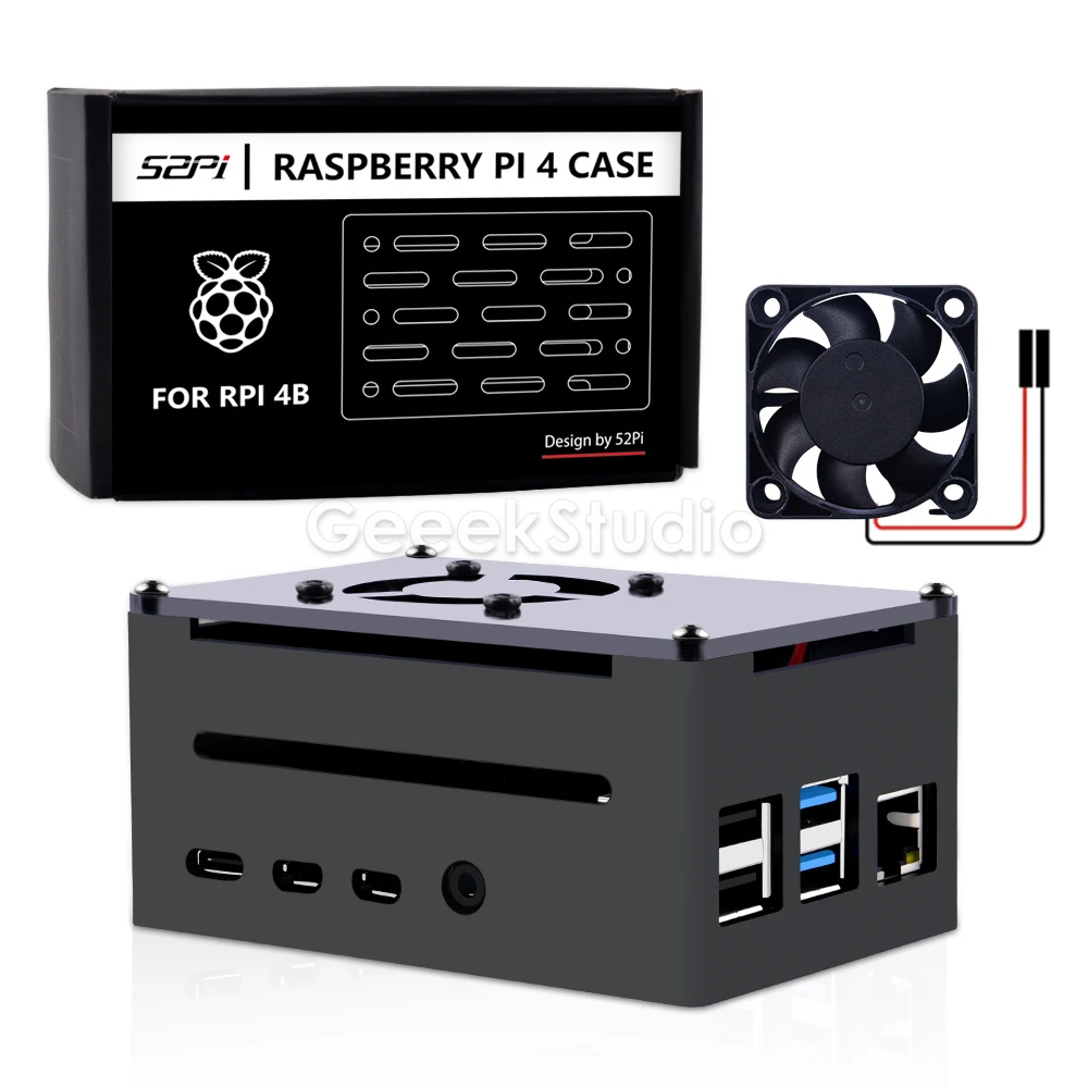 Raspberry-Pi-4-Model-B-Aluminum-Case-Black-Metal-Enlosure-Shell-with ...