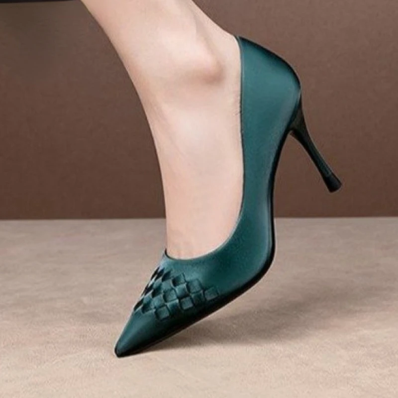 Dark Green Satin Ladies Heels | Green Satin Shoes Women | Green Satin ...