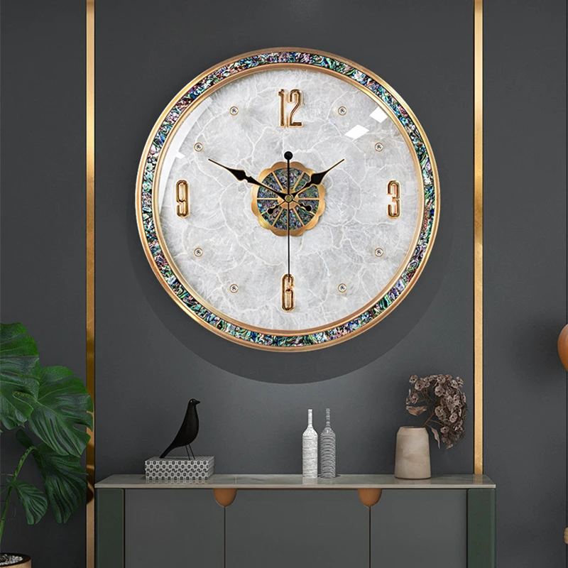 Brass-Wall-Clock-Watch-Abalone-Shell-Modern-luxury-Home-Living-Room ...