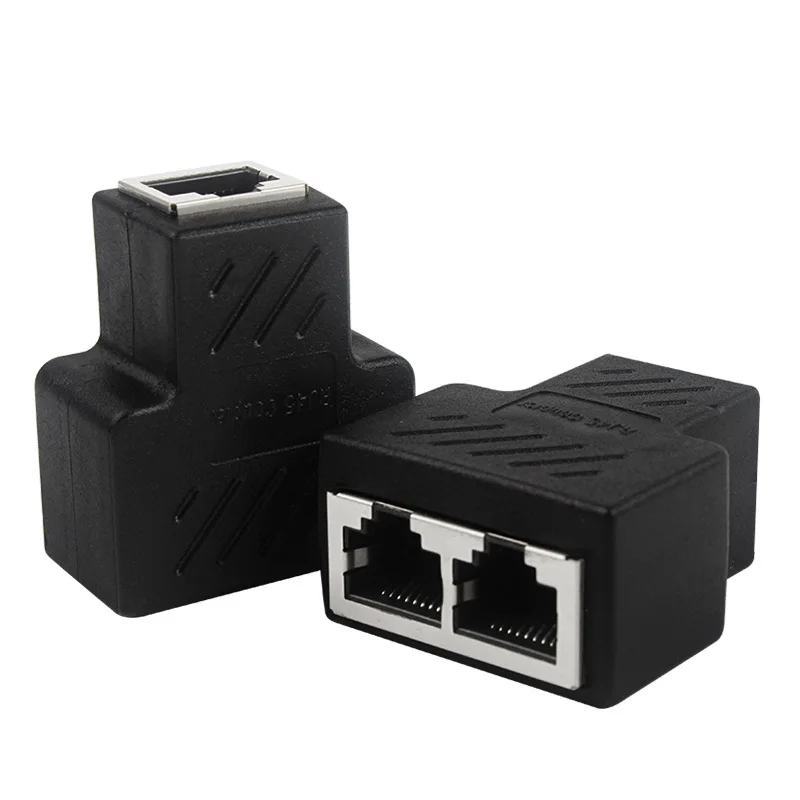 Black Ethernet Adapter Lan Cable Extender Splitter for Internet ...