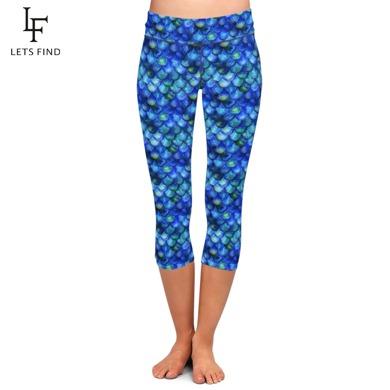 New-Fashion-Women-Trousers-Digital-Print-Women-Mermaid-Fish-Scale-High ...