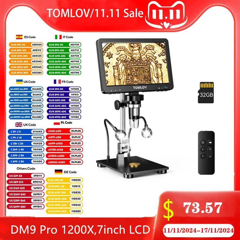 TOMLOV-Microscope-DM9-Pro-HDMI-USB-Digital-7-IPS-Screen-Microscopes ...